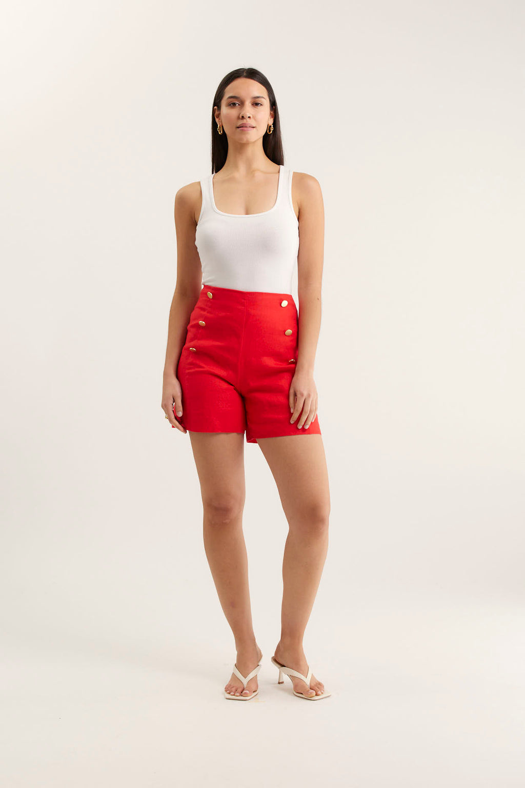 Atlas Linen Short In Red – Alessandra