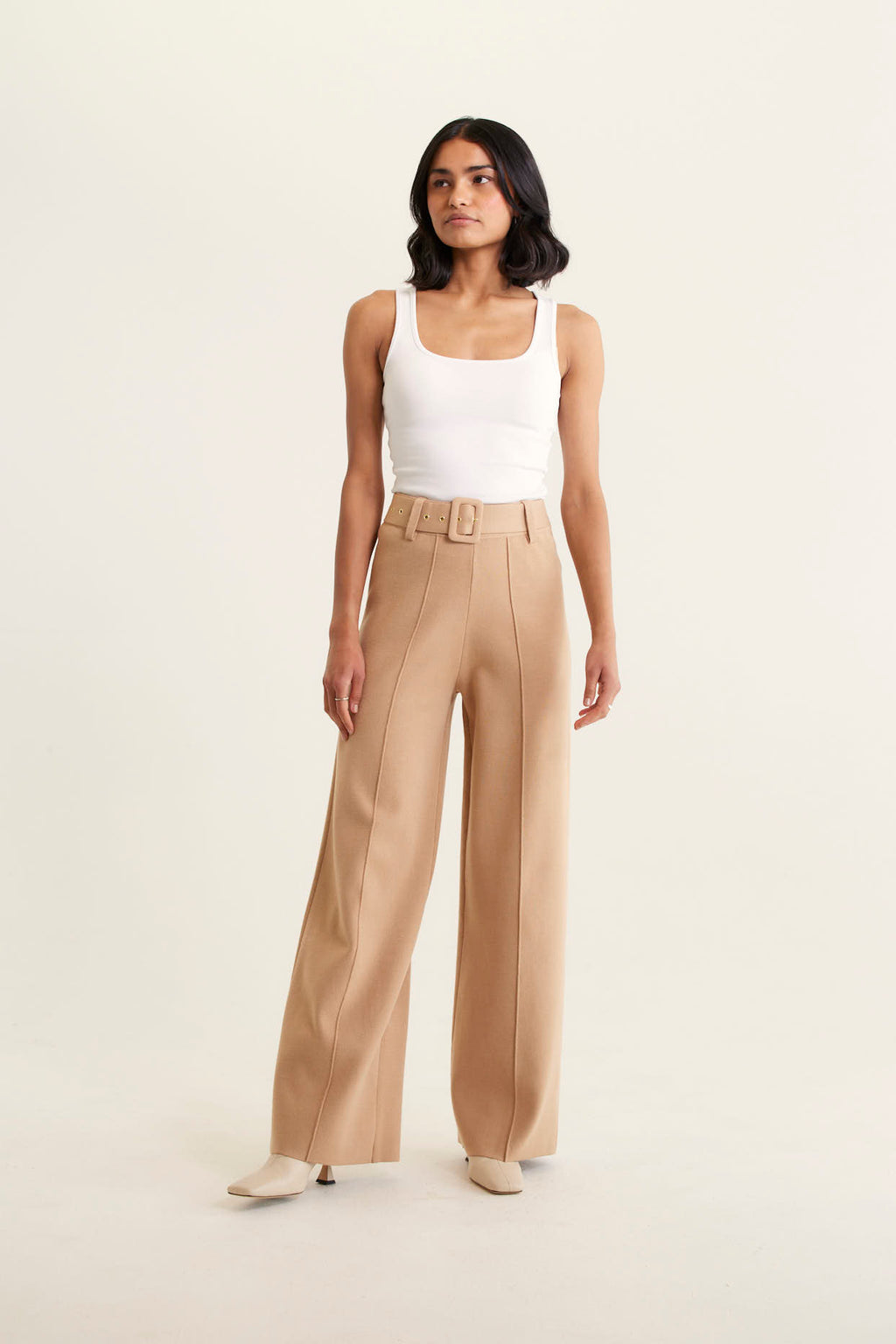 Hamilton Crepe Knit Pant In Tan – Alessandra